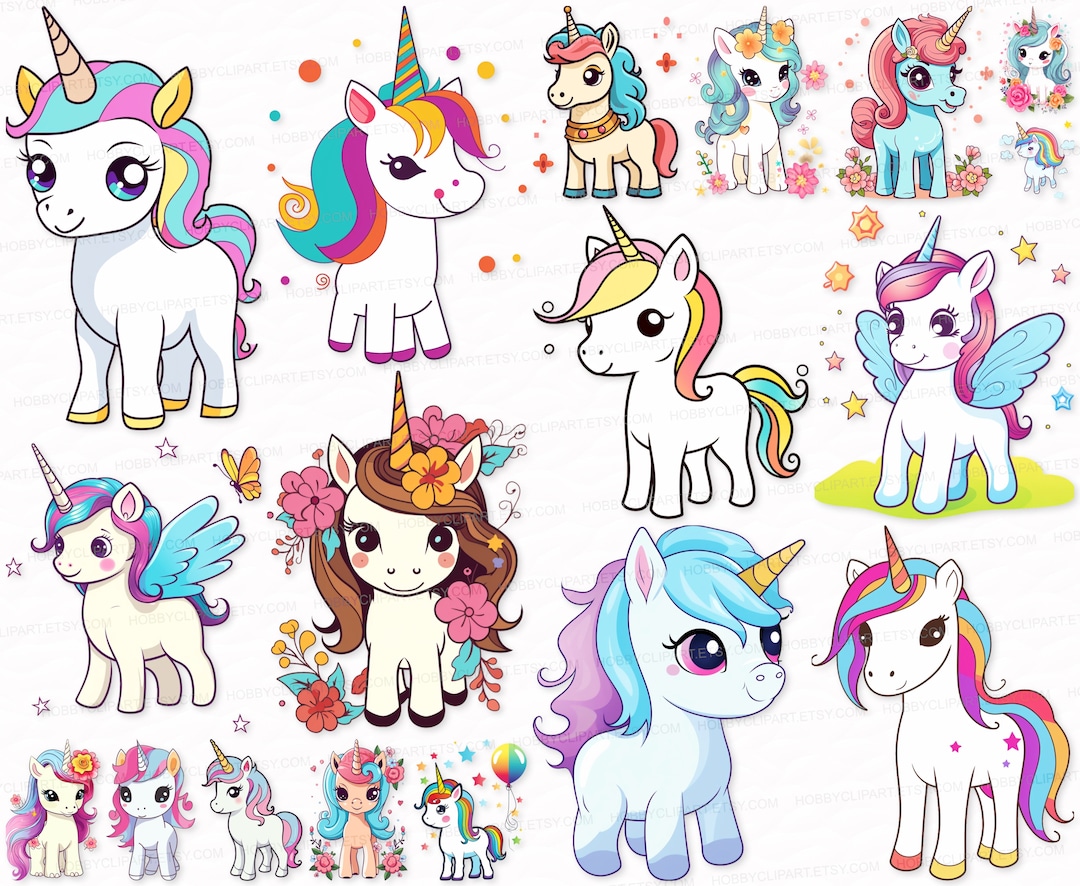 Baby Unicorn Clipart Bundle: 40 PNG SVG Designs (digital Download) - Etsy