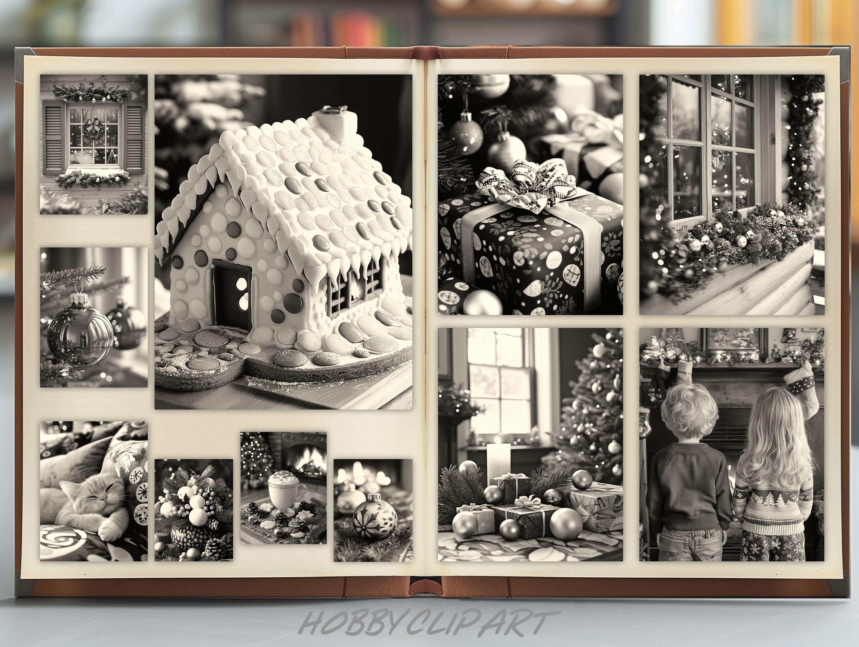 100 Black and White Christmas Photos: Printable Holiday Images (digital ...