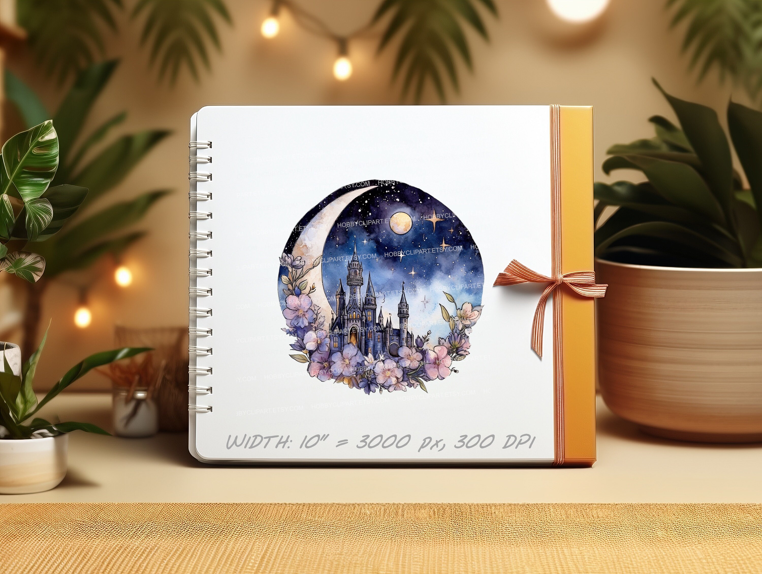 Gothic Moon PNG SVG Watercolor Clipart Set Gothic Flower Moon Clip Art ...