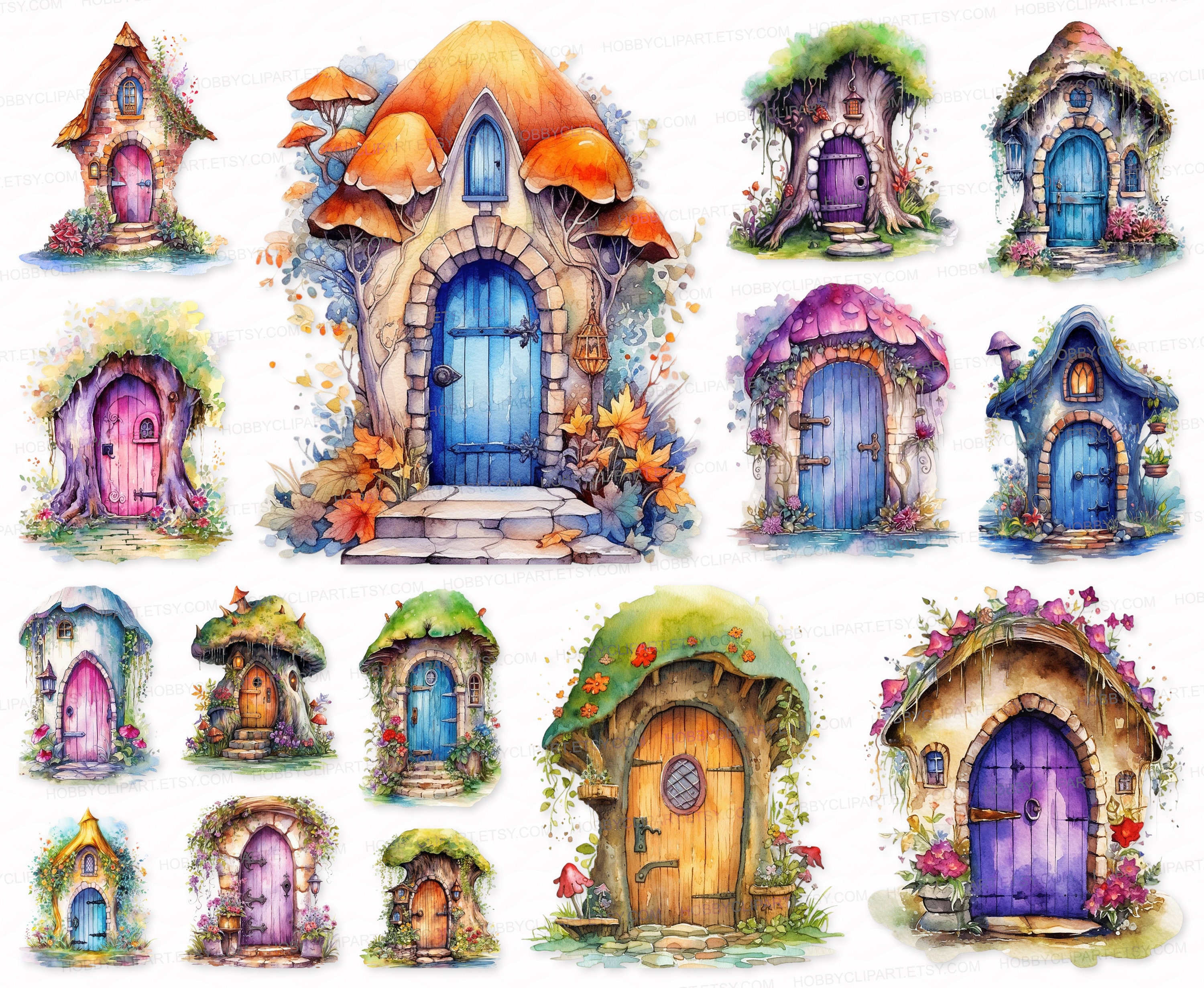 Magical Fairy Door Clipart Bundle PNG SVG 21 Printable Sublimation ...
