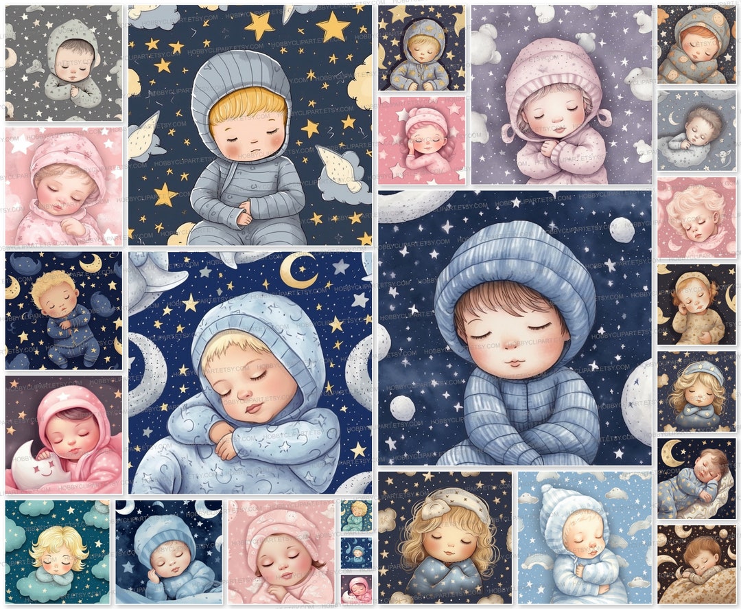 25 Sleeping Baby Clipart JPG Junk Journal Kit Scrapbook Papers Digital ...