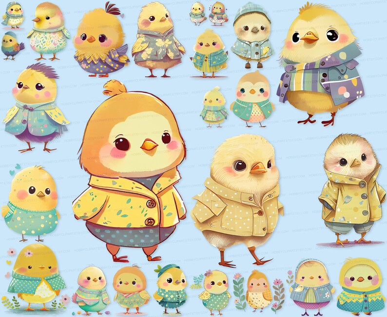 Little Chick PNG SVG Clipart Pack Transparent Background Digital ...