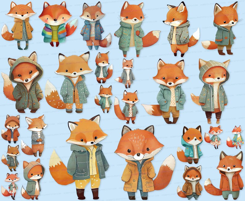 Cute Fox PNG SVG Clipart Pack Transparent Background Digital Download ...