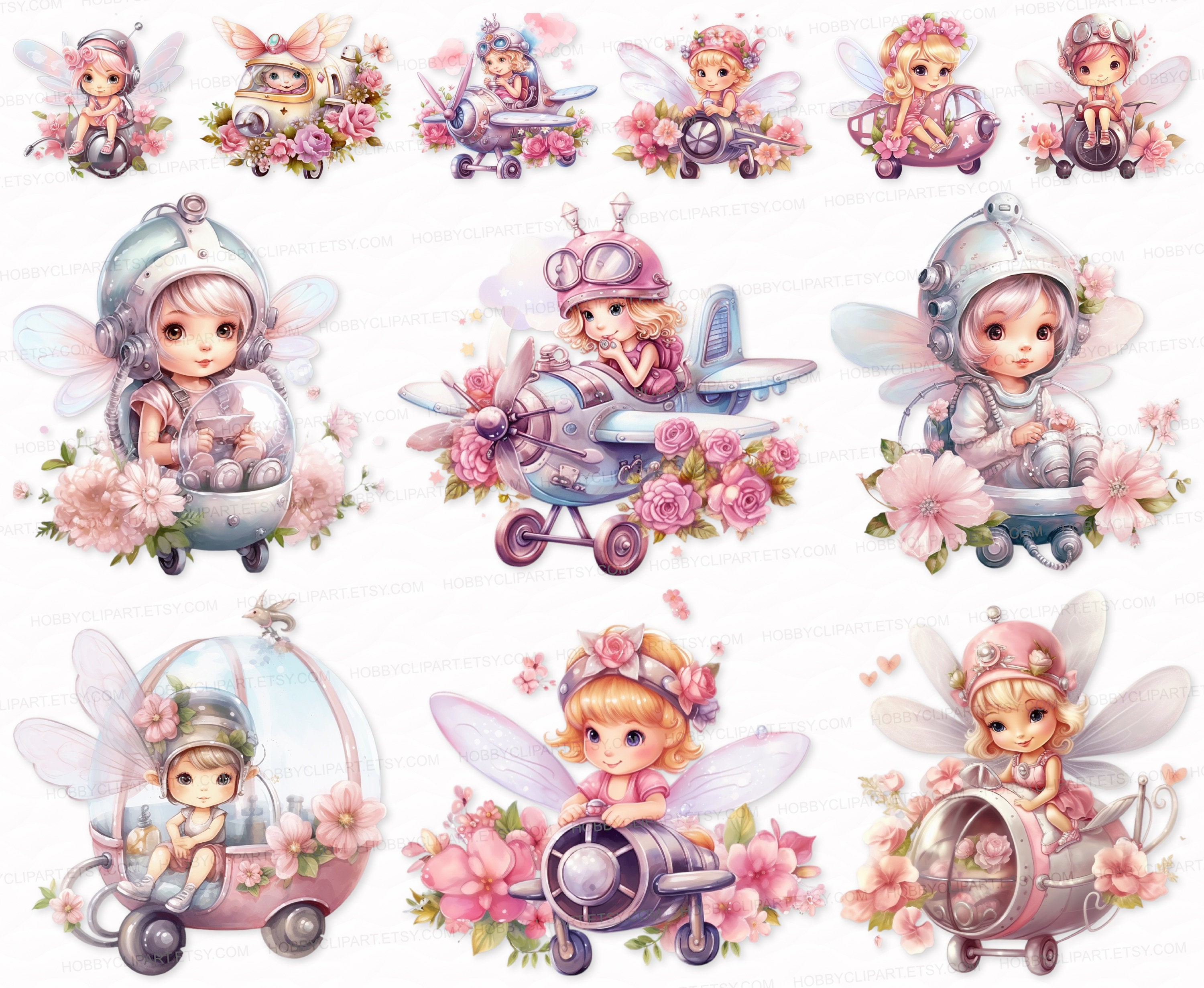 Fairy PNG SVG Watercolor Clipart Set Cute Air Fairy Clip Art Fairy ...