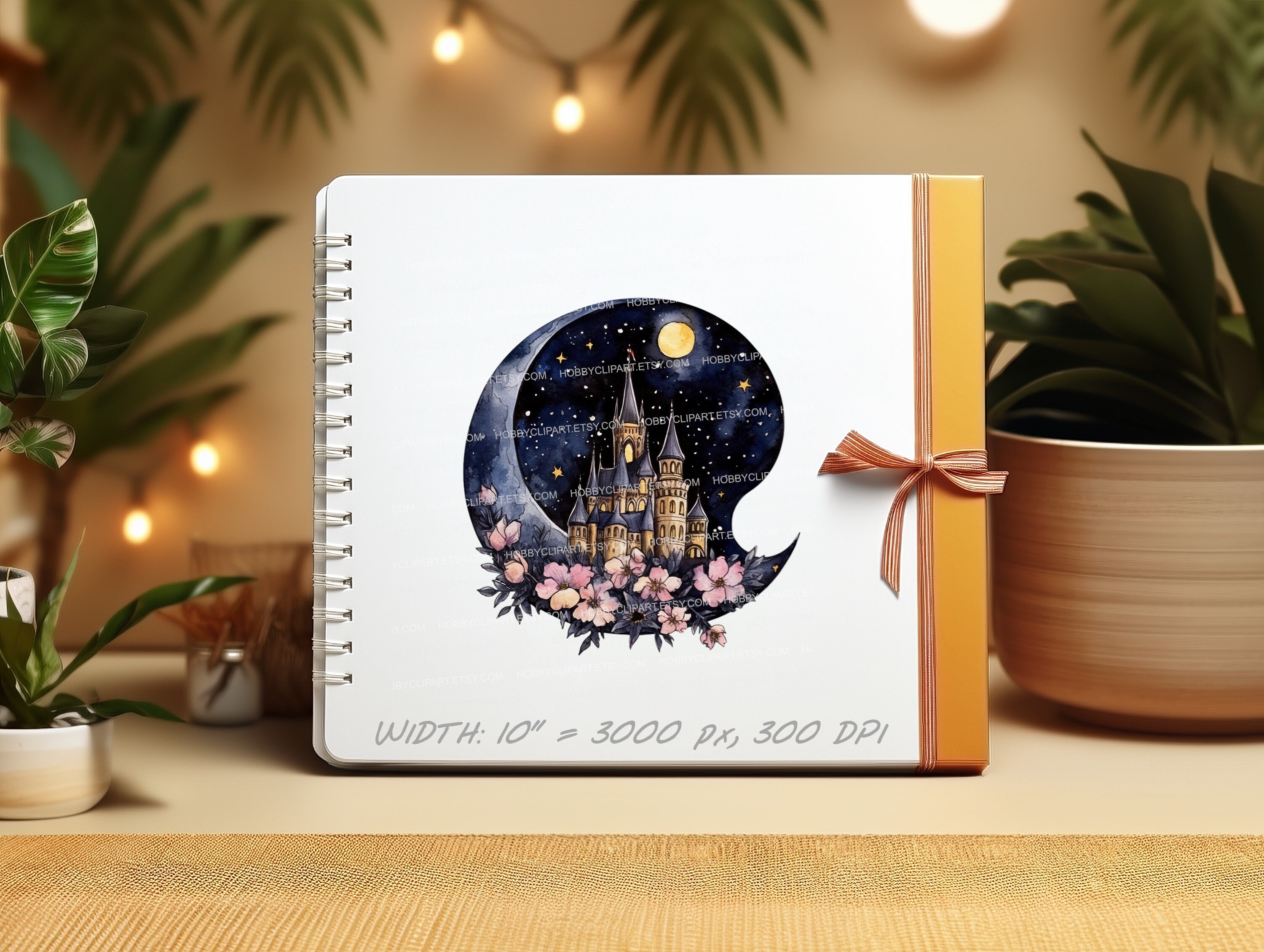 Gothic Moon PNG SVG Watercolor Clipart Set Gothic Flower Moon Clip Art ...