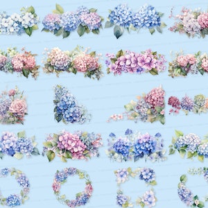 Hydrangea PNG SVG Clipart Floral Corner Border Frame Elements Cards ...