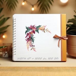 AMARANTH Corner Flower Border PNG SVG Watercolor Clipart Set Flower ...