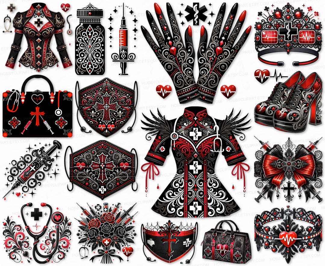 Gothic Nurse Clipart PNG SVG Bundle for Download 34 Printables Images ...