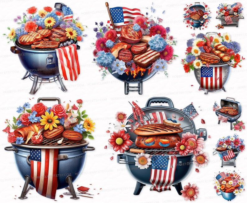 Grill BBQ PNG Svg Independence day Patriotism photorealistic clipart ...