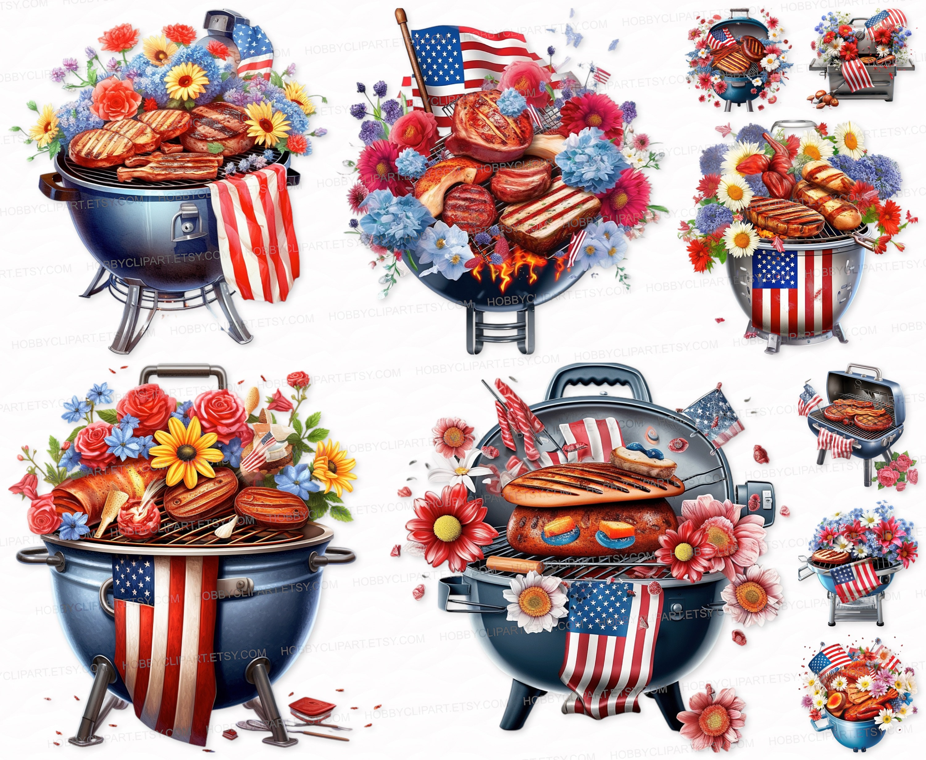 Grill BBQ PNG Svg Independence Day Patriotism Photorealistic Clipart ...