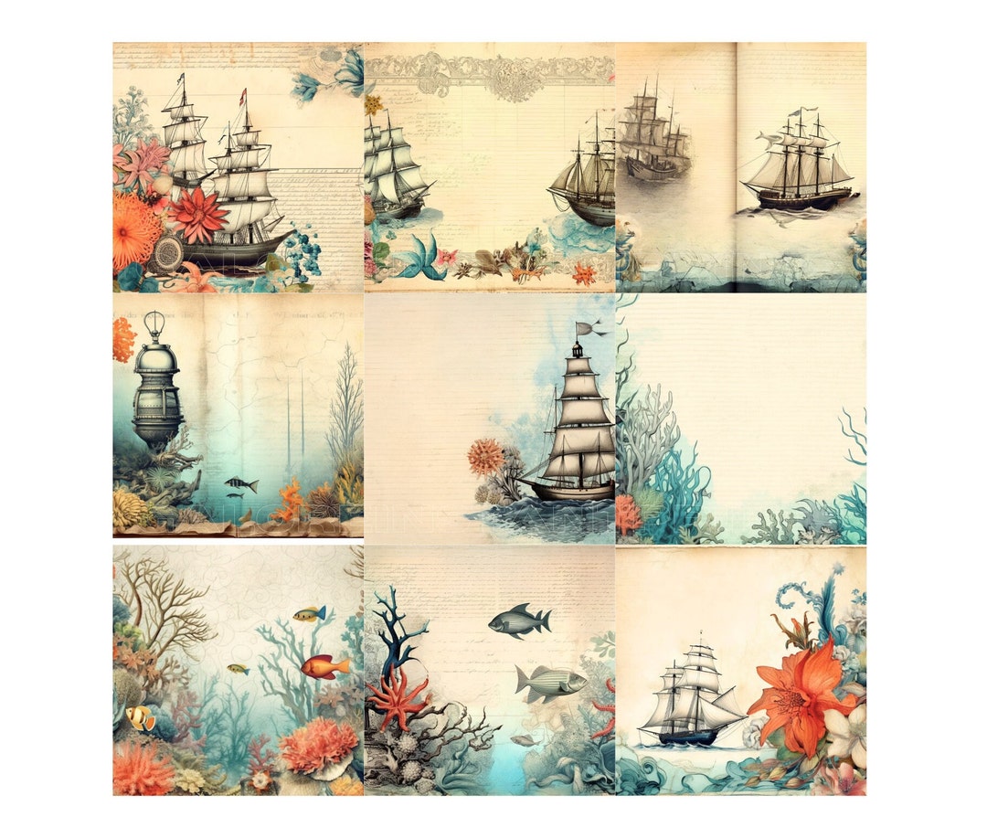 Under the Sea Journal Pages Vintage Style Under the Sea Journal Kit ...