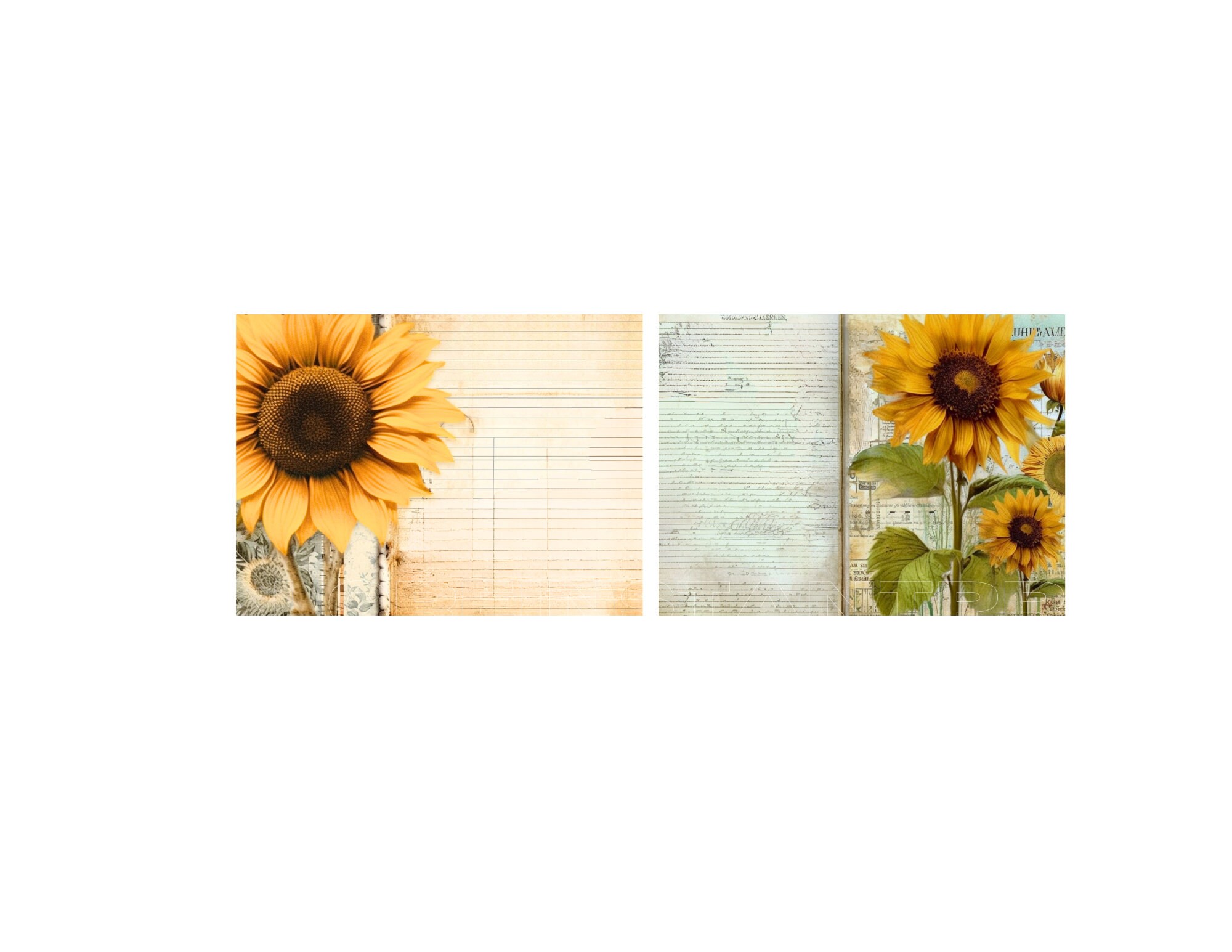 Sunflower Junk Journal Pages Vintage Style Sunflower Journal Kit ...