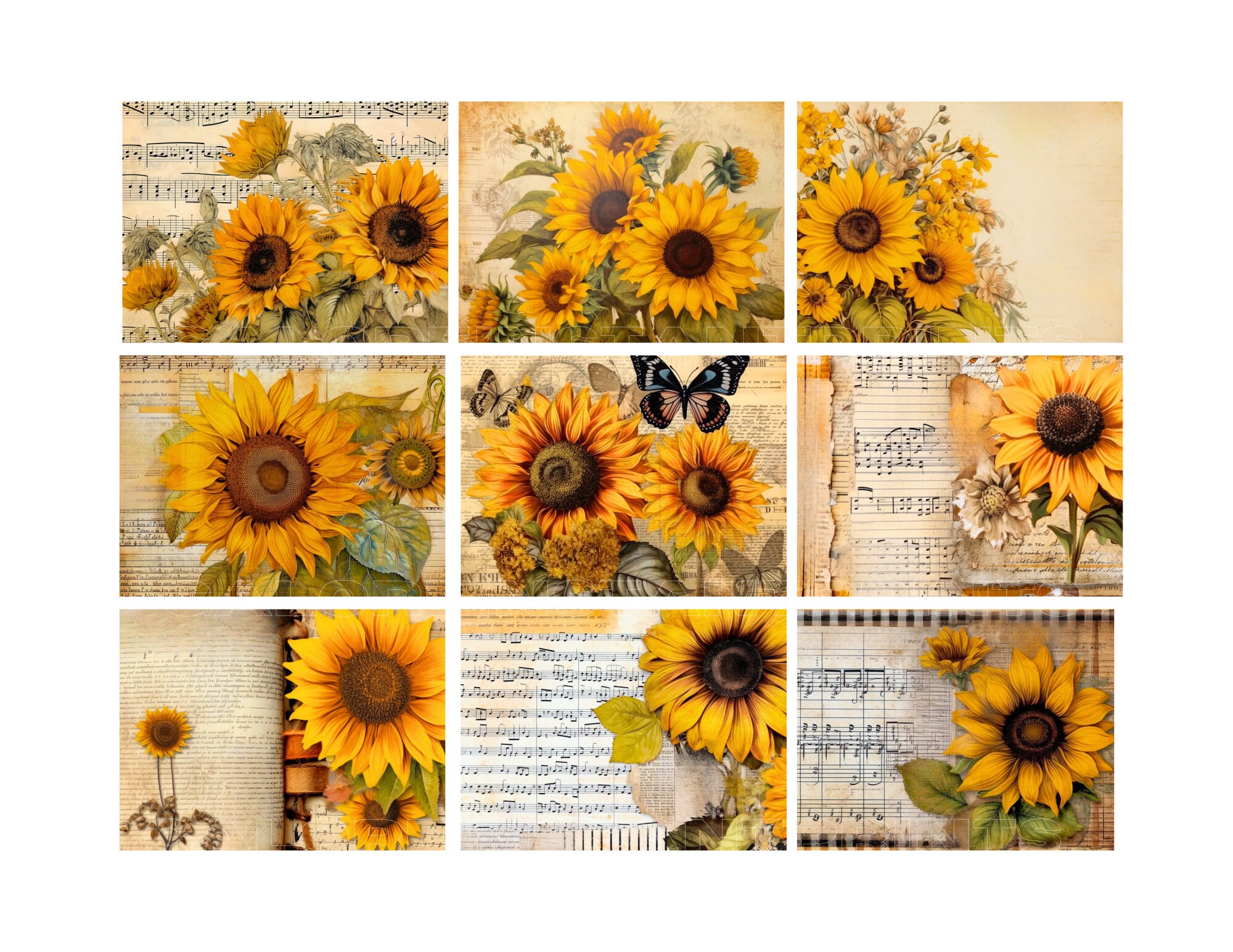 Sunflower Junk Journal Pages Vintage Style Sunflower Journal Kit ...