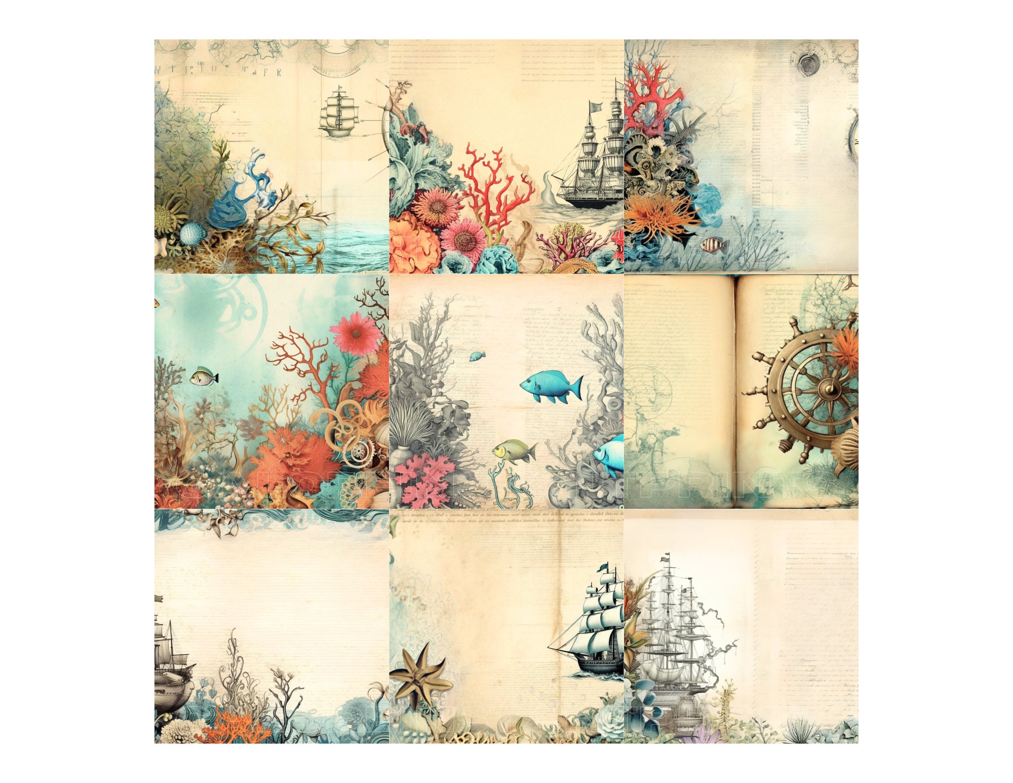 Under the Sea Journal Pages Vintage Style Under the Sea Journal Kit ...