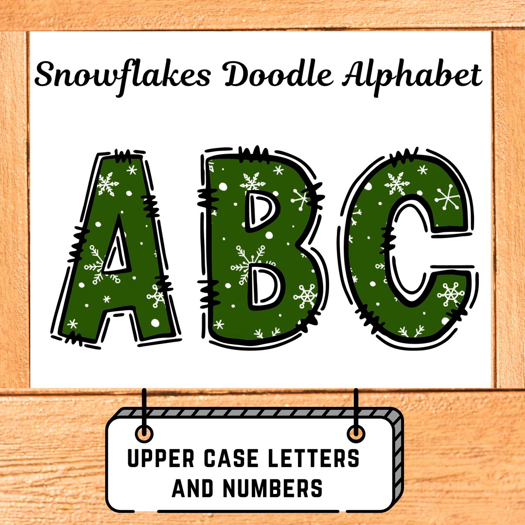 Snowflakes Doodle Alphabet A to Z Digital Download DIY Personalized ...