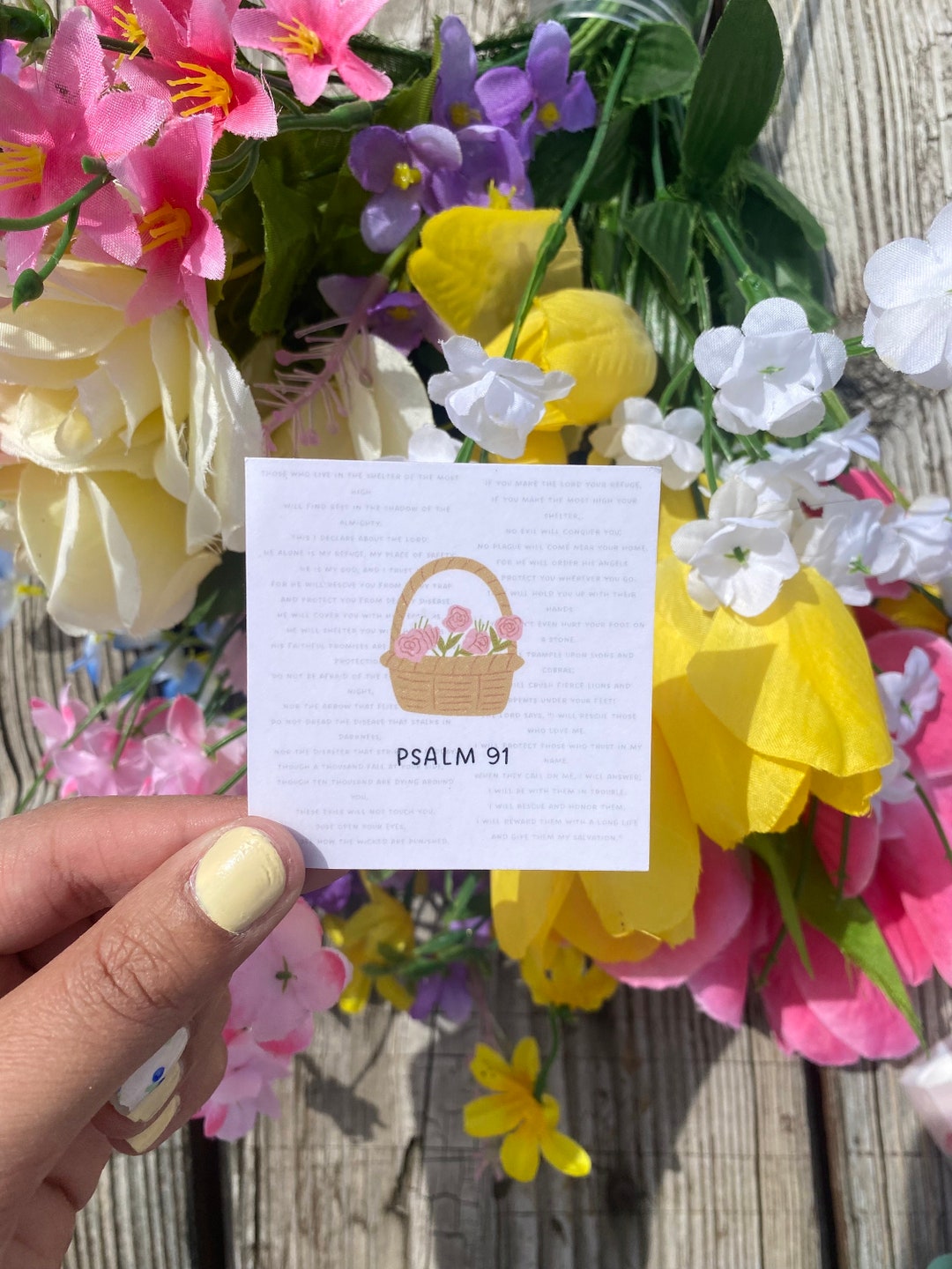 Psalm 91 Flower Basket Sticker | Christian Stickers | Bible Stickers ...