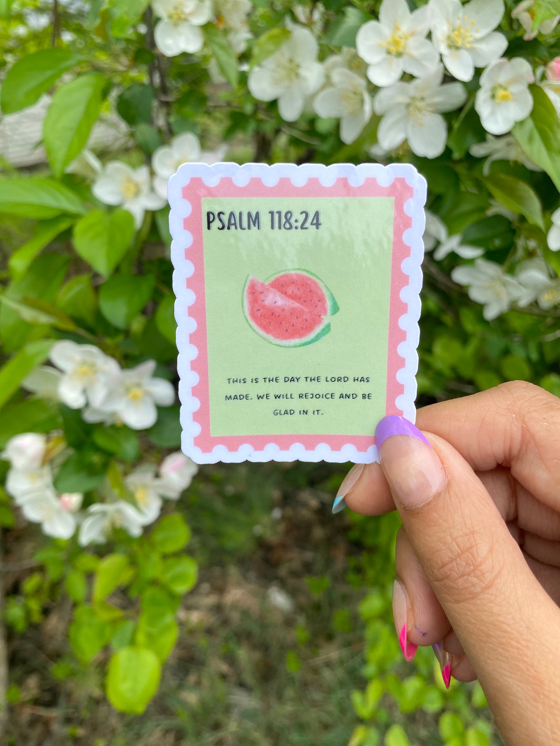Psalm 118:24 Watermelon Stamp Sticker Christian Stickers Bible Stickers ...