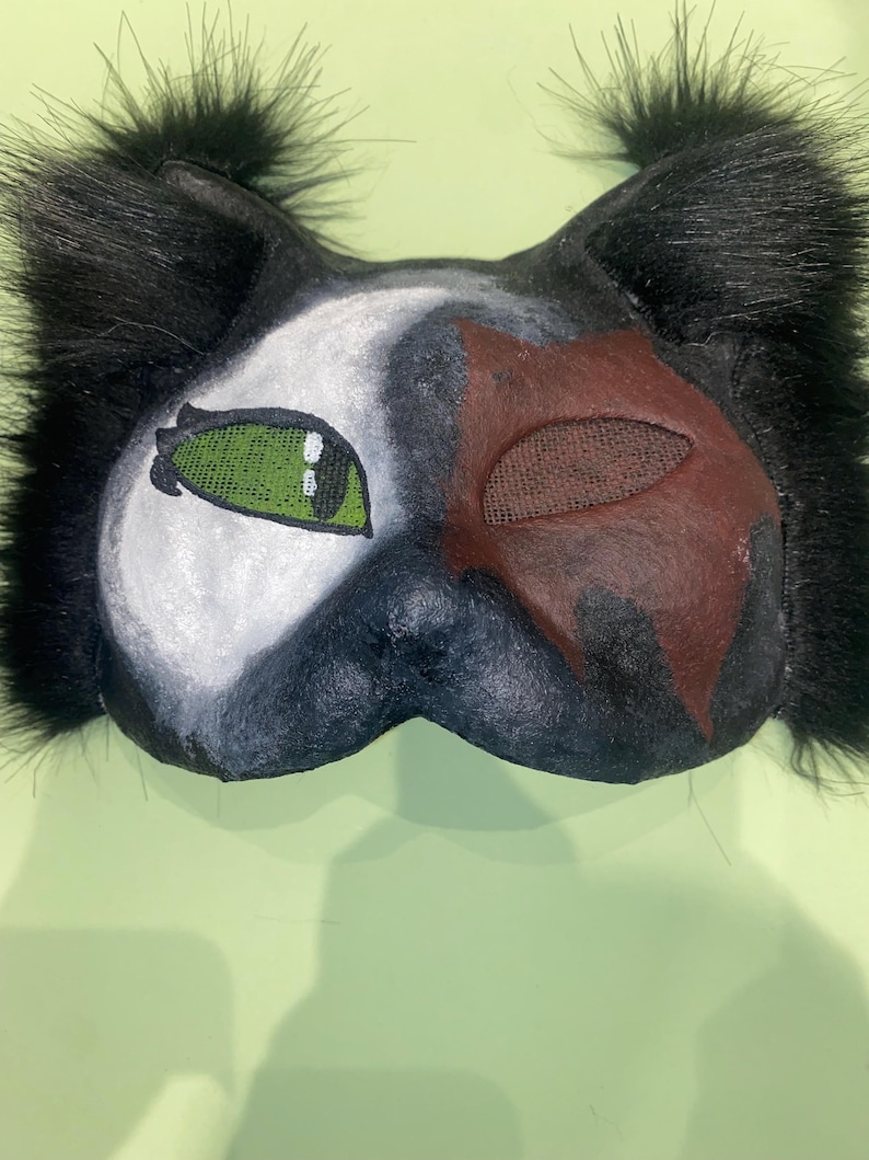 Plastic Furry Therian Costume Cat Mask Black and White - Etsy