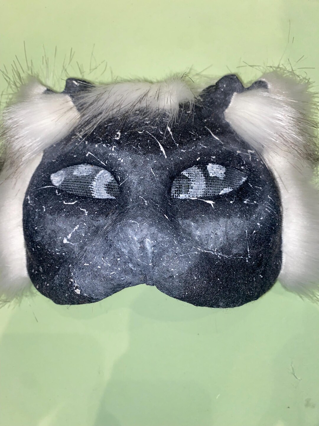 Fluffy Space Themed Black Grey and White Therian Furry Costume Plastic ...