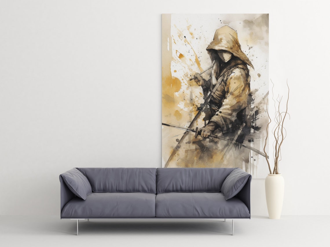 Abstract Samurai Ink Painting, Japanese Warrior Digital Download, Wall ...