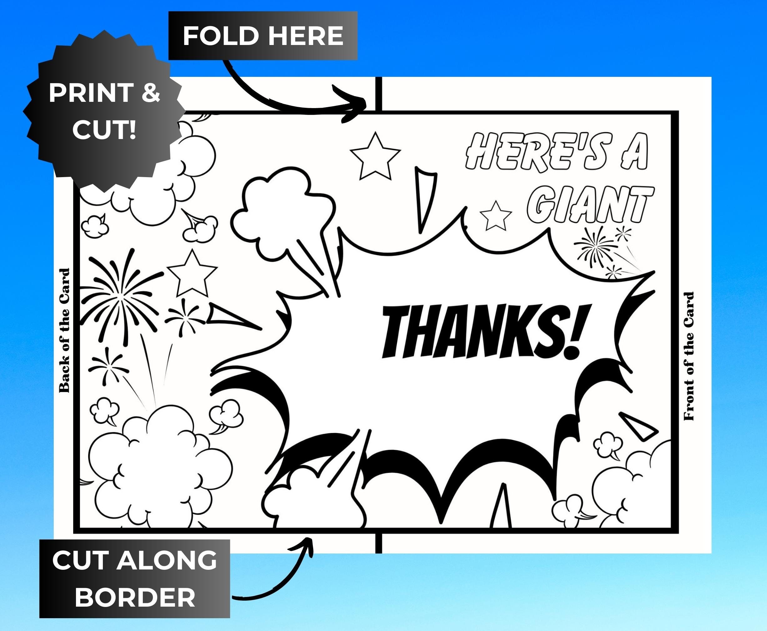 6-pack Color-me Thank You Cards for Kids, Digital Thank You Cards, DIY ...