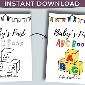 ABC Book Baby Shower Activity, Coloring Pages, Baby's First ABC Book ...