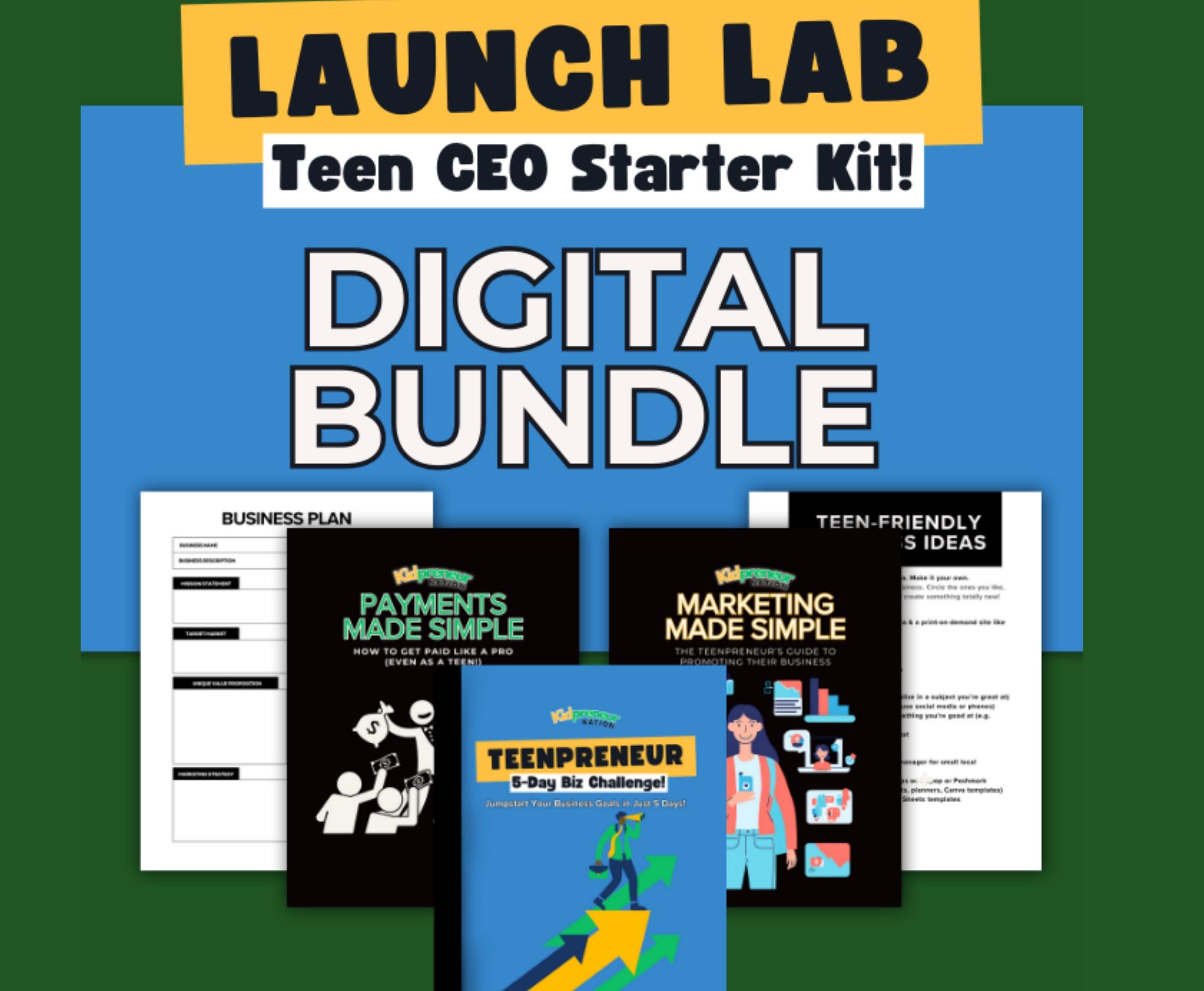 Launch Lab: Teen CEO Starter Kit, Entrepreneurship for Teens, Digital ...