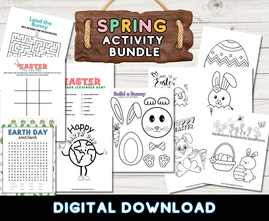 Printable Spring Activity Bundle, Word Search, Easter Craft for Kids ...