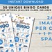 30 Blue Baby Shower Bingo Game Cards Printable, Blue Theme Baby Shower ...