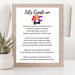 ABC Coloring Book, DIY ABC Book Baby Shower Game, Baby's 1st Book ...