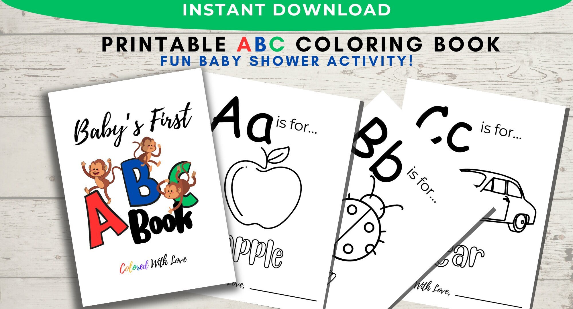 Baby Alphabet Book, Little Monkeys, 1st Birthday Gift, DIY Baby ...