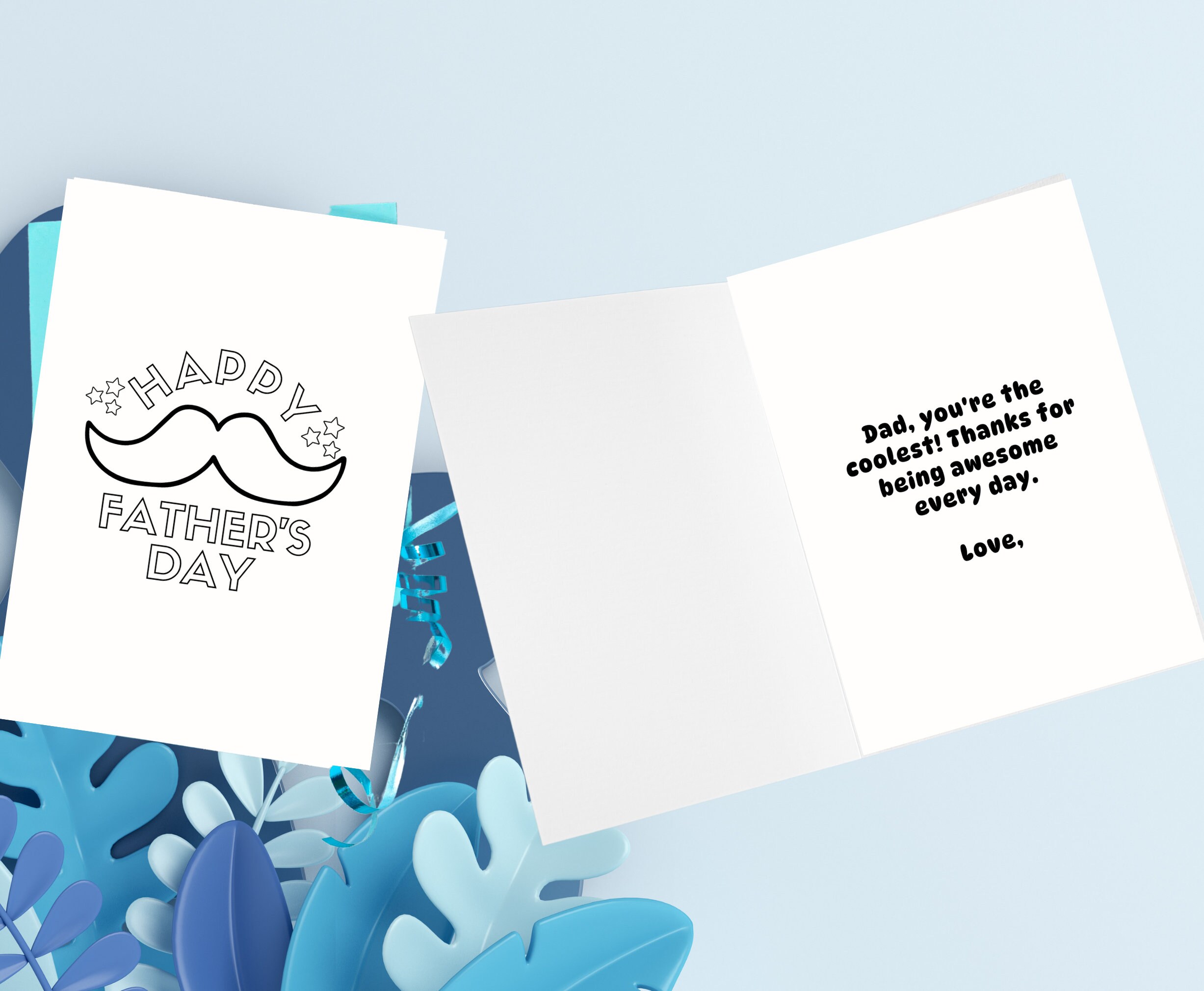 Printable Father's Day Card, Card Template, Coloring Card for Dad ...