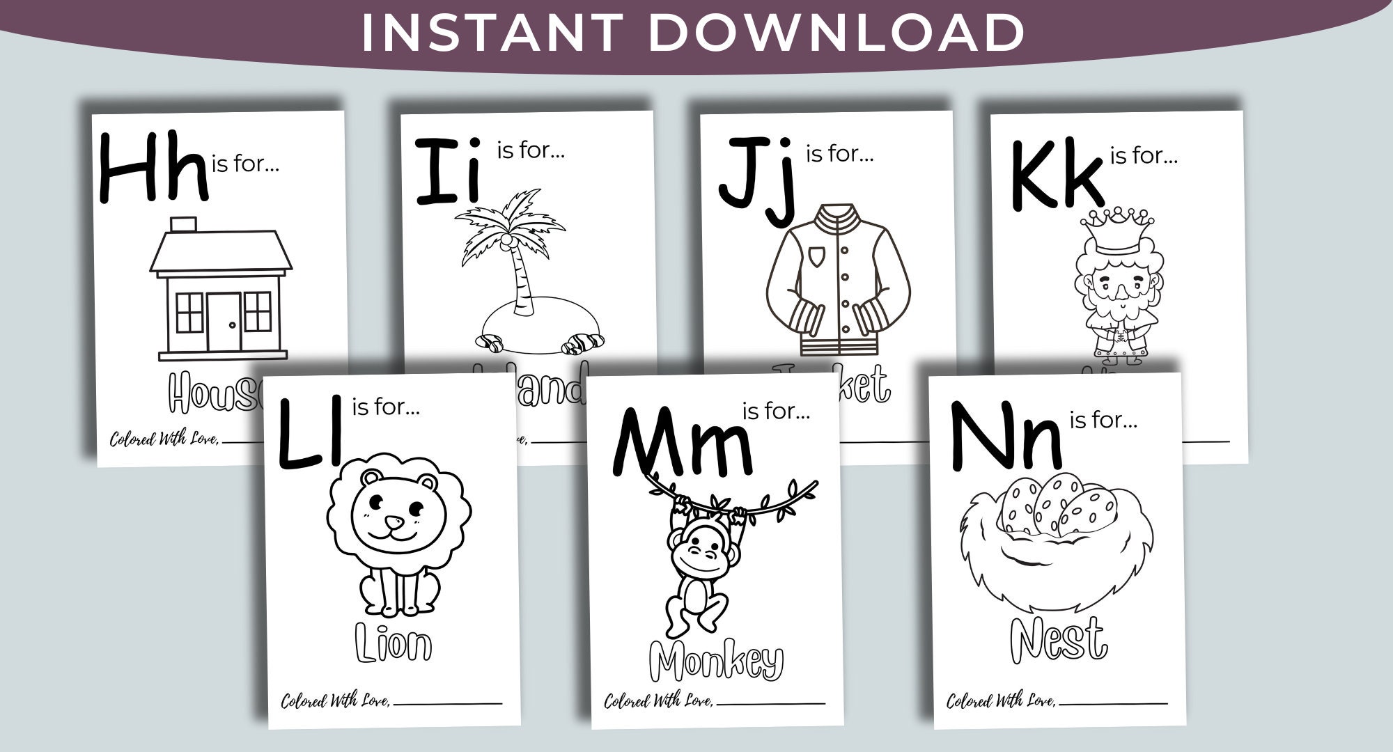 ABC Book Baby Shower Activity Coloring Pages Baby's - Etsy