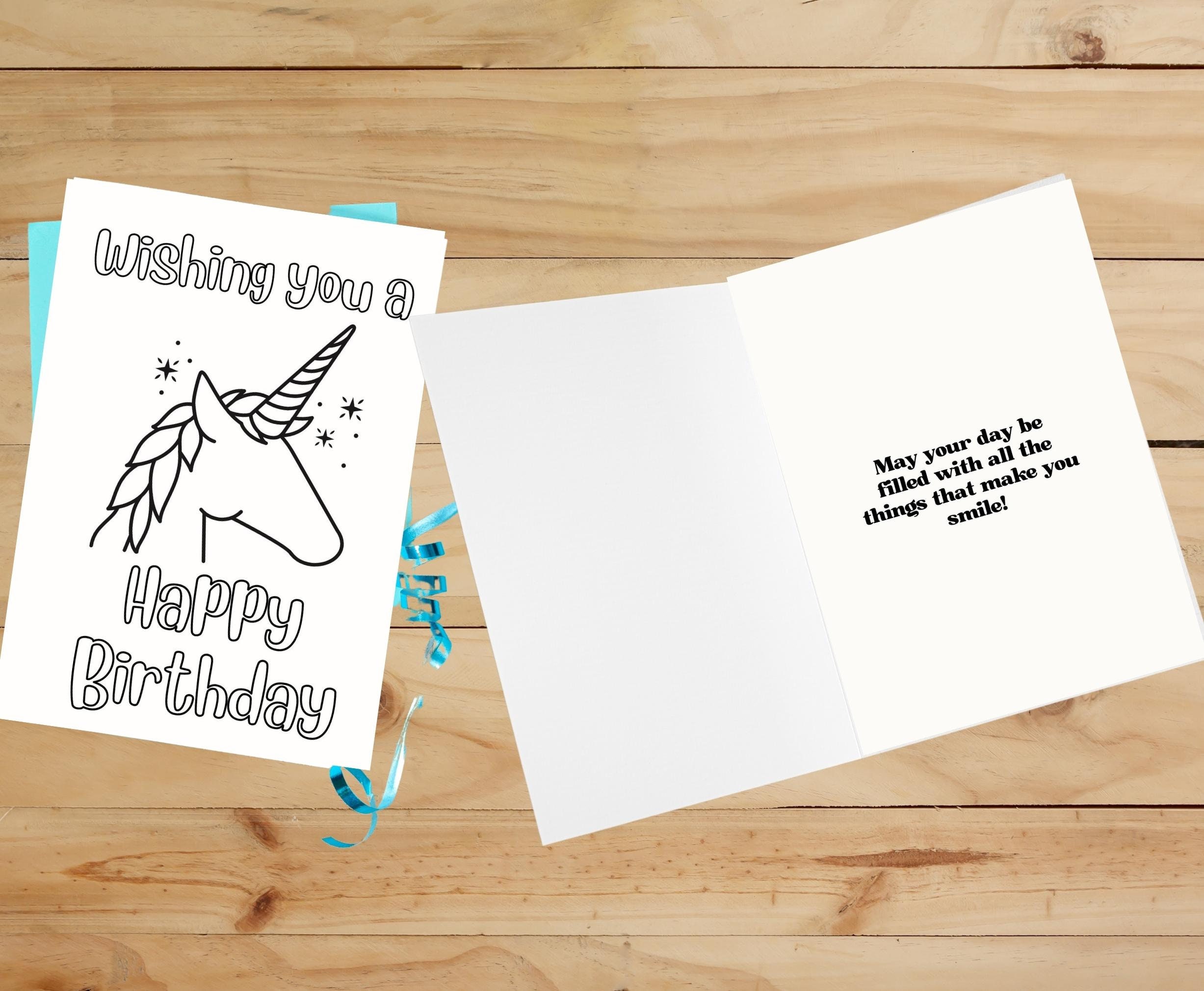 6-pack Unicorn Color Your Own PRINTABLE Birthday Cards Color - Etsy