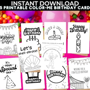 15 Printable Birthday Card Coloring Pages, Coloring Greeting Card, Kids ...