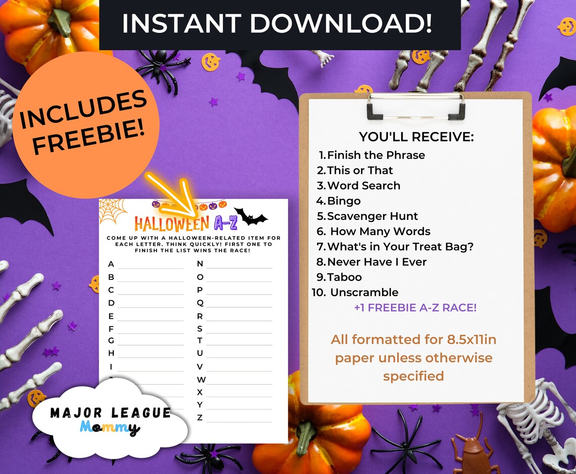 Halloween Games Bundle for Kids, Printable Party Games for Classroom ...