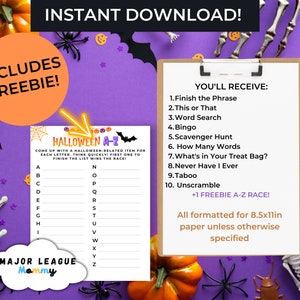 Halloween Games Bundle for Kids, Printable Party Games for Classroom ...