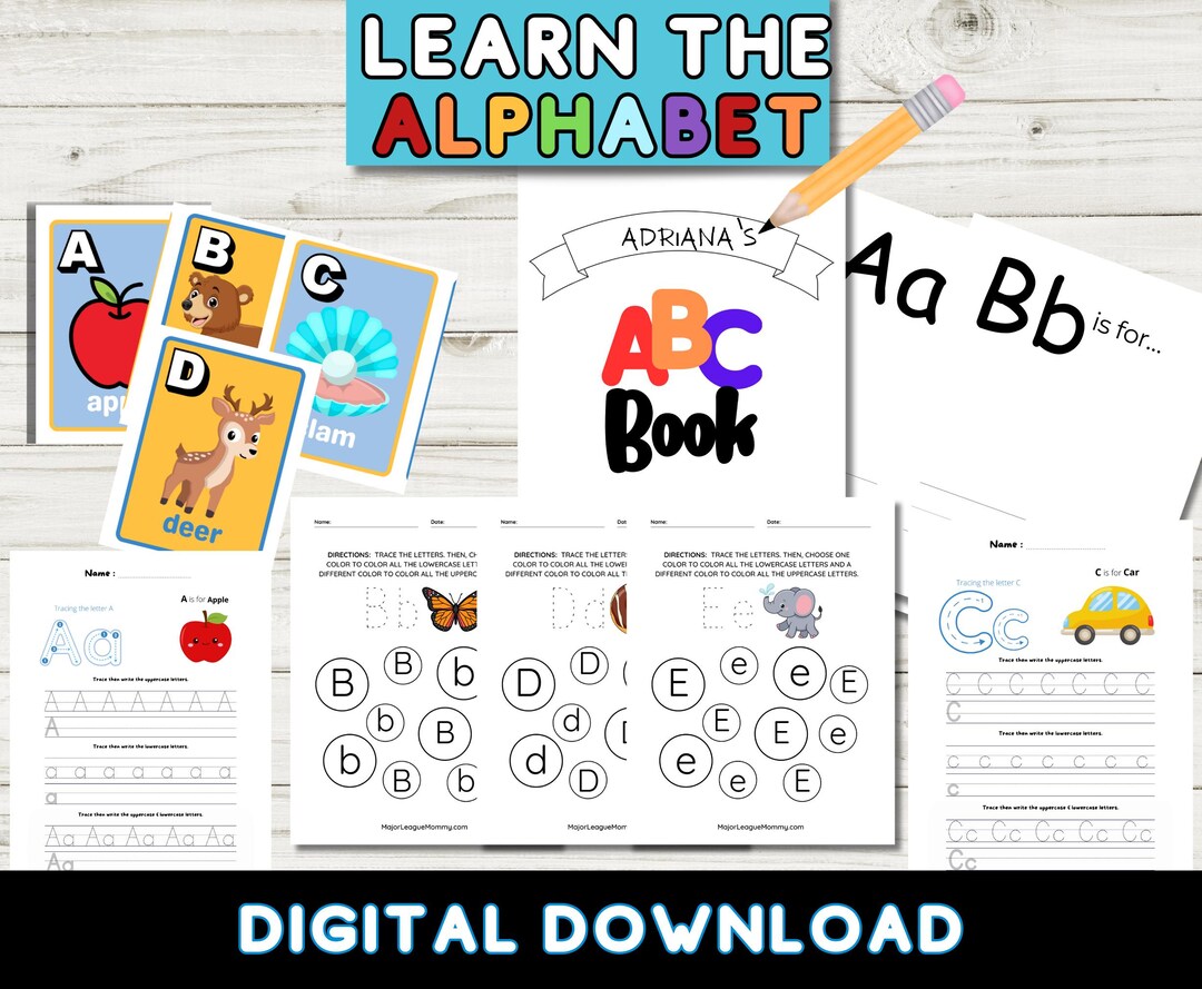 Printable Learn Your Abcs Bundle, Alphabet Flashcards, Letter Tracing ...