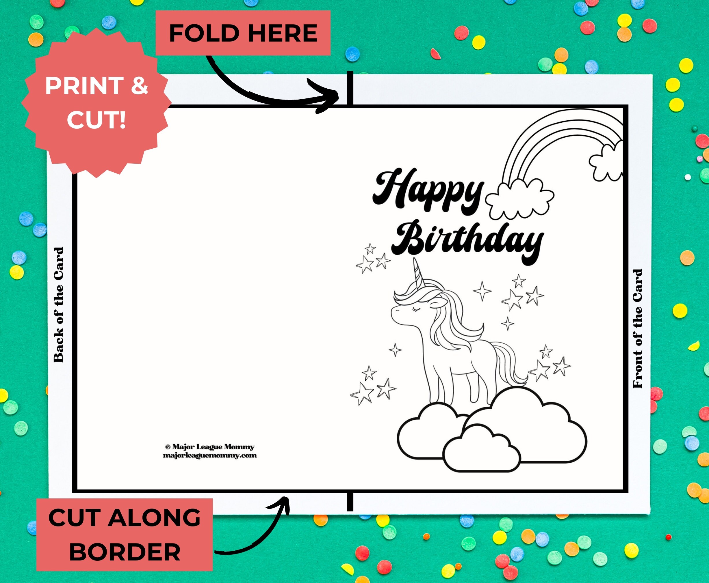 Printable Unicorn Birthday Card, Happy Birthday Unicorn Card, Coloring ...