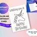 6-pack Unicorn Color Your Own PRINTABLE Birthday Cards Color - Etsy