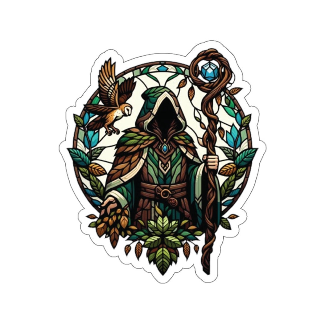 Stained Glass Druid Sticker - Dungeons & Dragons Fantasy Art - 2"x2" or ...