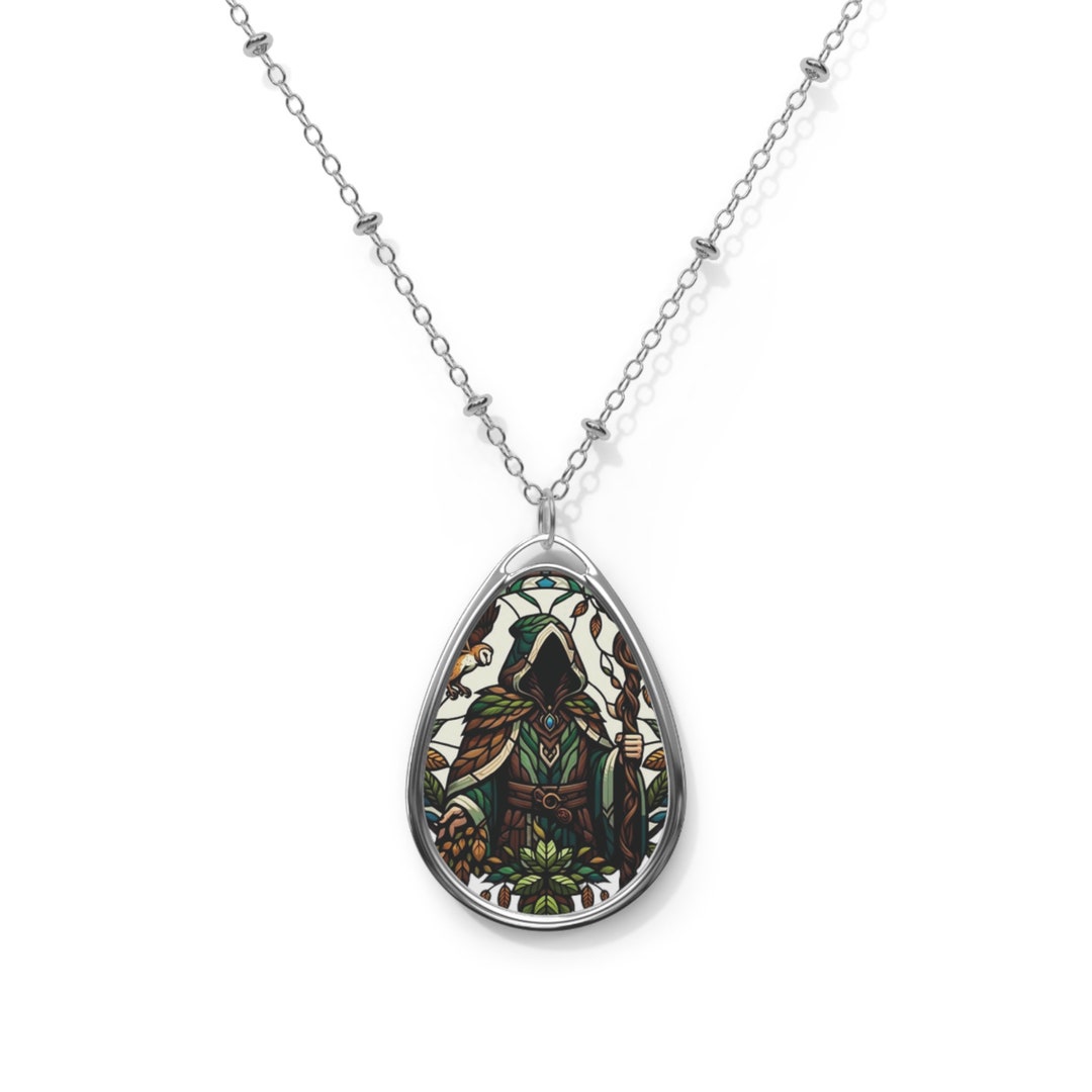 Stained Glass Druid Teardrop Pendant Necklace - Dungeons & Dragons ...