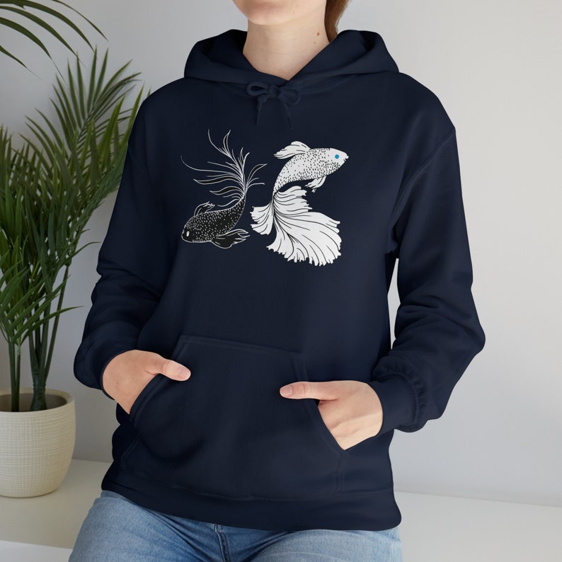 Black and White Betta Fish Hoodie / Strongest Anime Inspired / Siamese ...