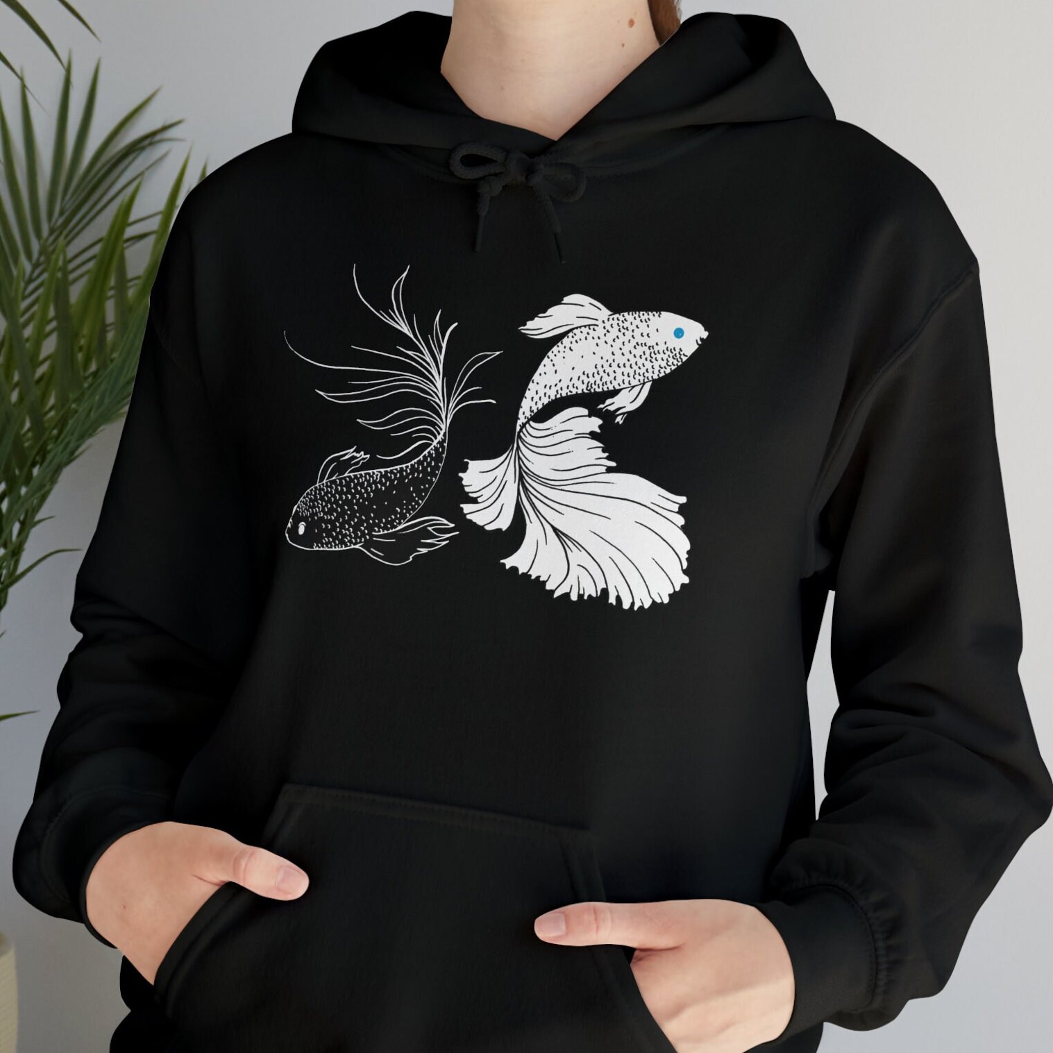 Black and White Betta Fish Hoodie / Strongest Anime Inspired / Siamese ...