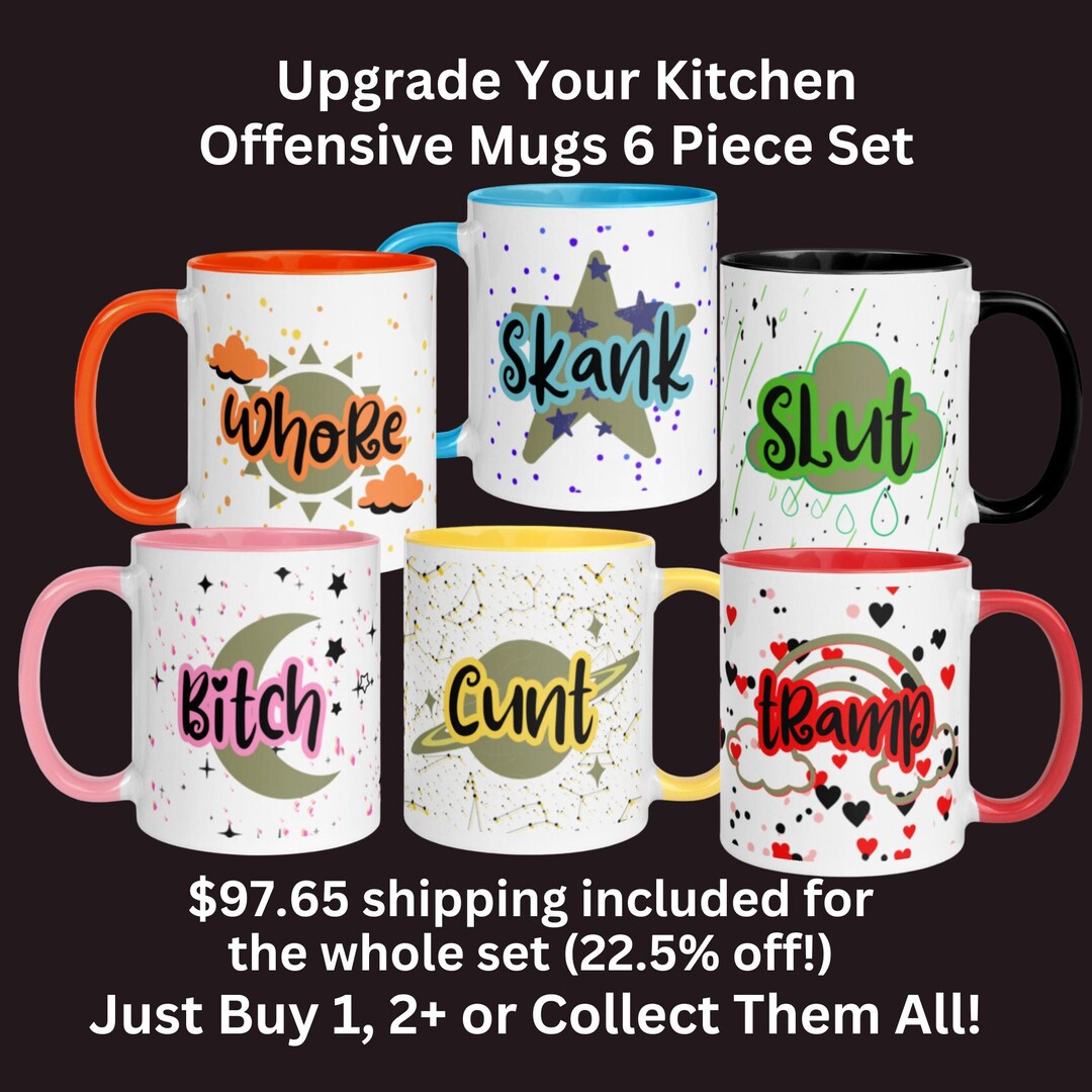 Offensive Words Coffee Mugs 6 Piece Set Buy 1, 2, 3, 4 ,5 or Whole Set ...