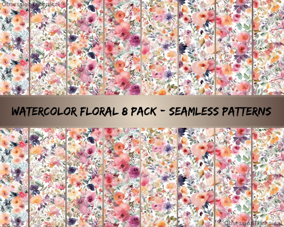 Watercolor Floral Digital Paper, Seamless Pattern Simple Floral, Floral ...