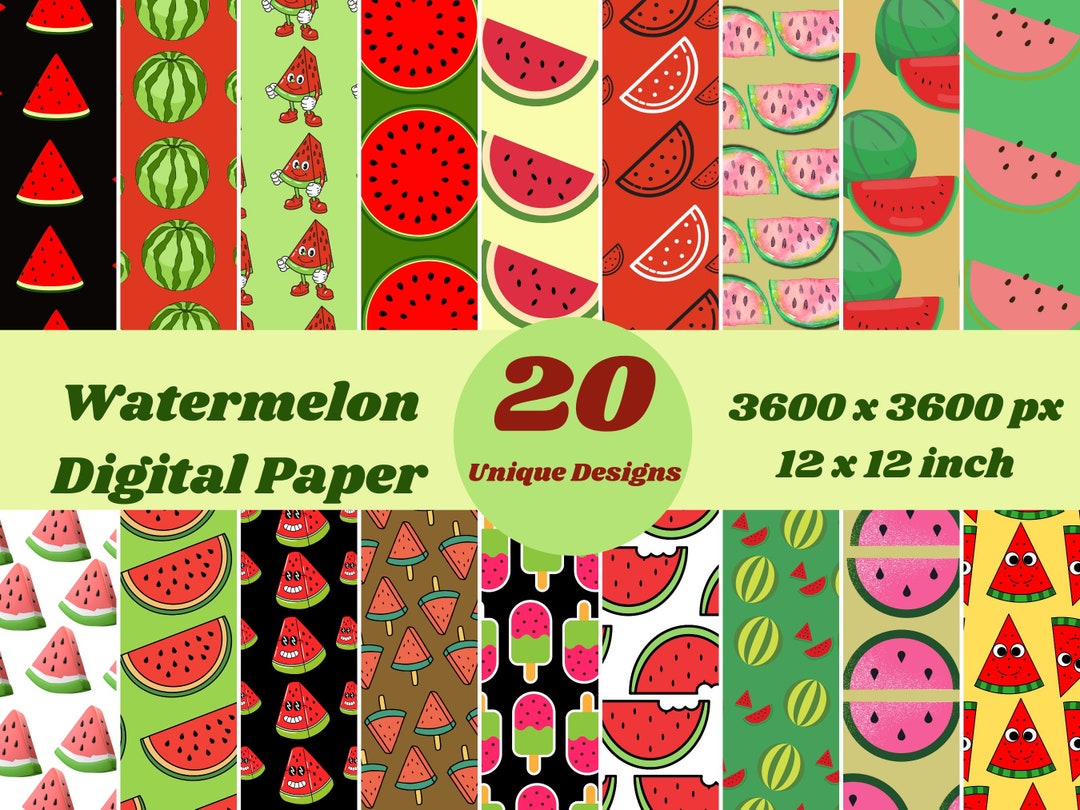 Watermelon Digital Paperprintable Paperdigital Downloaddigitial ...