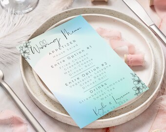 ANDIE Elegant Wedding Menu Template Dinner Menu Card - Etsy