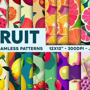 20 Fruit Seamless Digital Patterns, Digital Paper, Scrapbooking ...