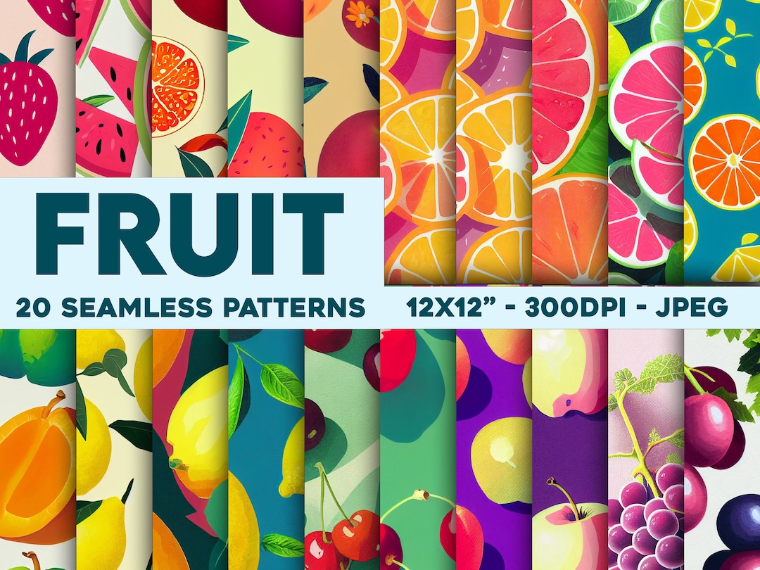 20 Fruit Seamless Digital Patterns, Digital Paper, Scrapbooking ...